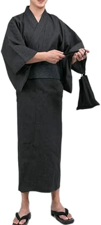 Amazon.com: thefancypumpkin Men's Japanese Yukata kimono Home Robe Pajamas Dressing Gown A9 ...
