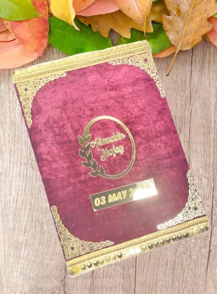 SOB FASHION Customised Nikah Nama Booklet (Red) Nikah Sign Booklet ...