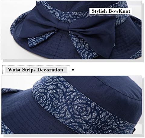 Womens SPF50+ Cotton Linen Summer Sunhat Bucket Foldable Sun Shade Hats ...