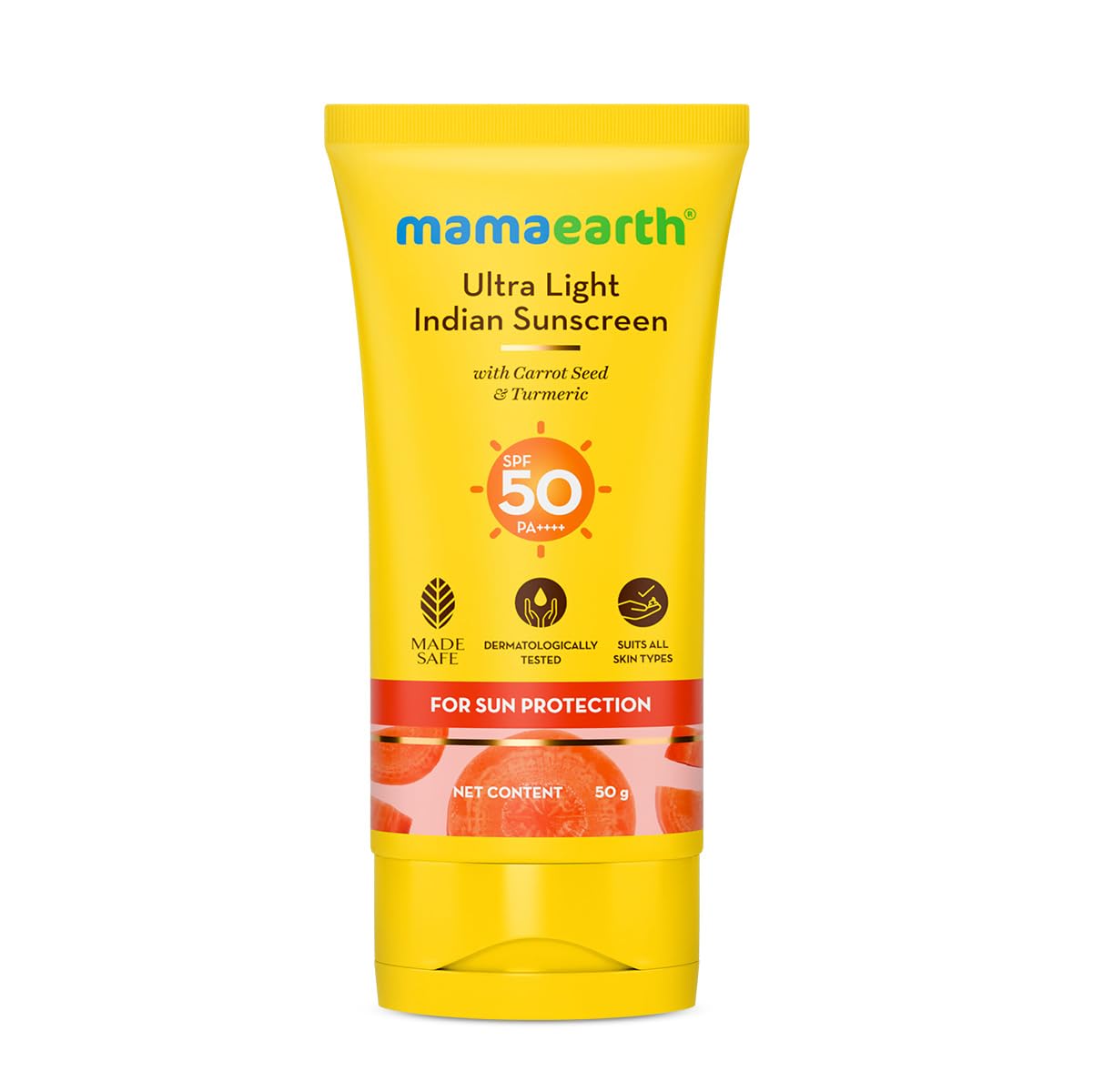 Mamaearth Ultra Light Indian Sunscreen-50 g with Carrot Seed & Turmeric ...