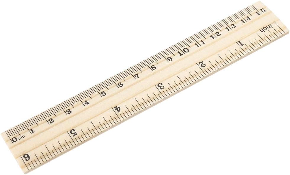 uxcell Wood Ruler 15cm 6 Inch 2 Scale Office Rulers Wooden Straight ...
