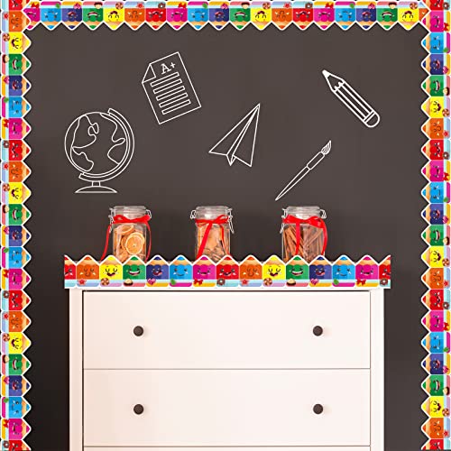 Snapklik.com : 67ft Pencils Bulletin Board Border Cute Faces Pencils ...