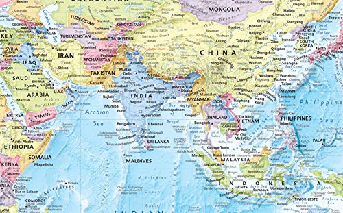 Large Blue Ocean World Wall Map | 36x24 - Detailed World Wall - Want It All