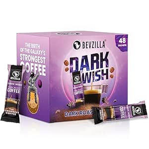 Bevzilla 48 Black Roast Dark Instant Coffee Powder Sachets/Pouches- 48 ...