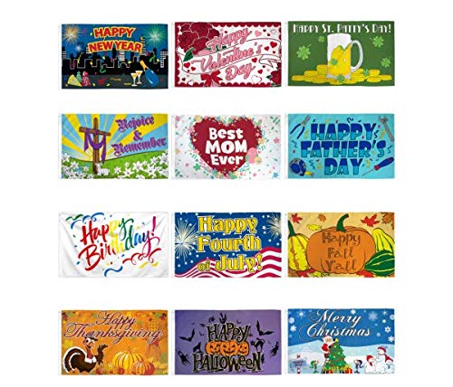 Amazon.com : 12 Months of Flags Set - Celebration Festive Holiday/Party ...