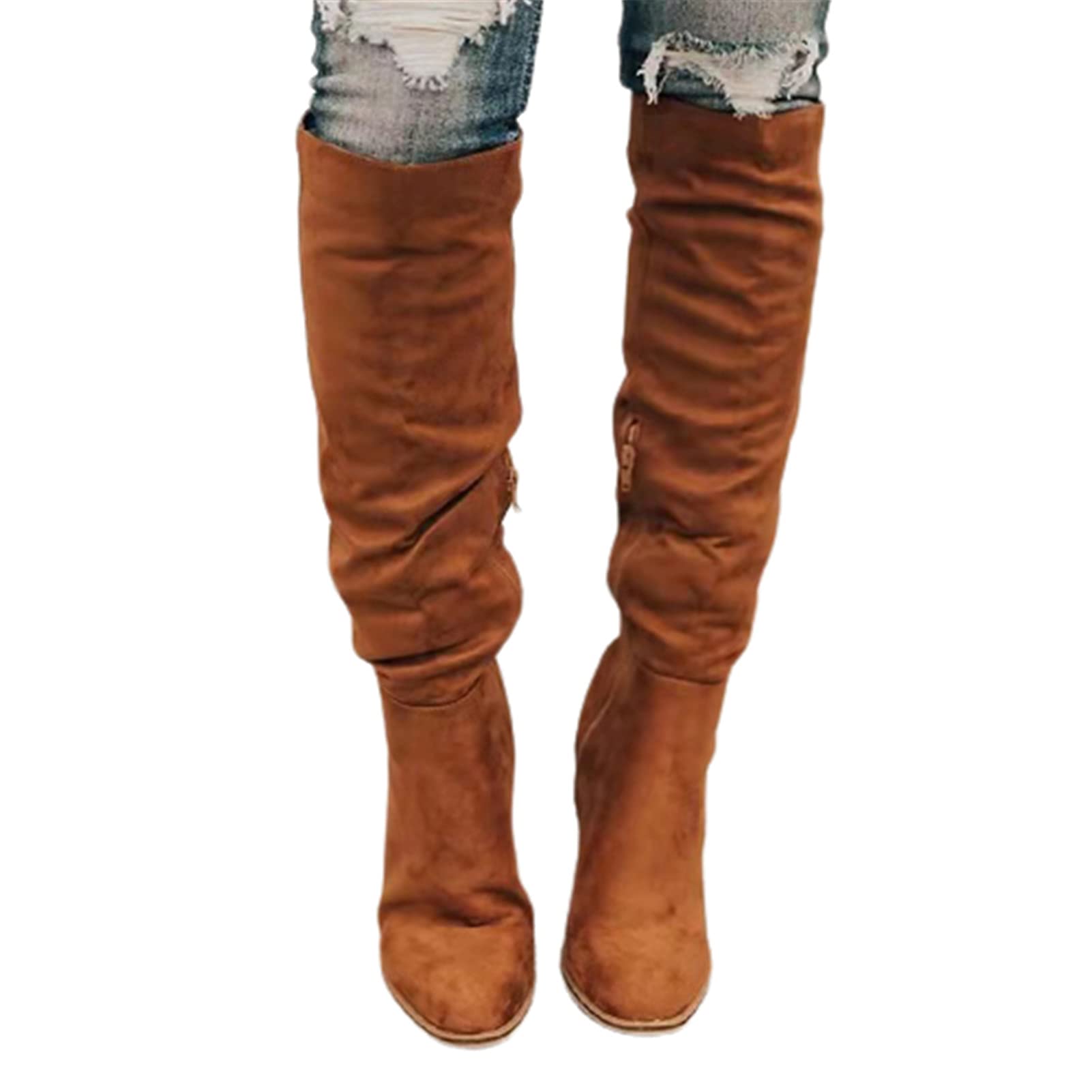 Syfinee Women Suede Long Boots Winter Fashionable Over Knee Long Boots ...