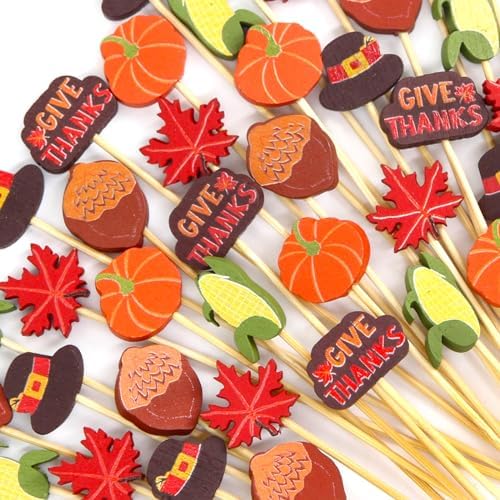 Amazon.com | Thanksgiving Cocktail Picks 120PCS Thanksgiving Toothpicks ...