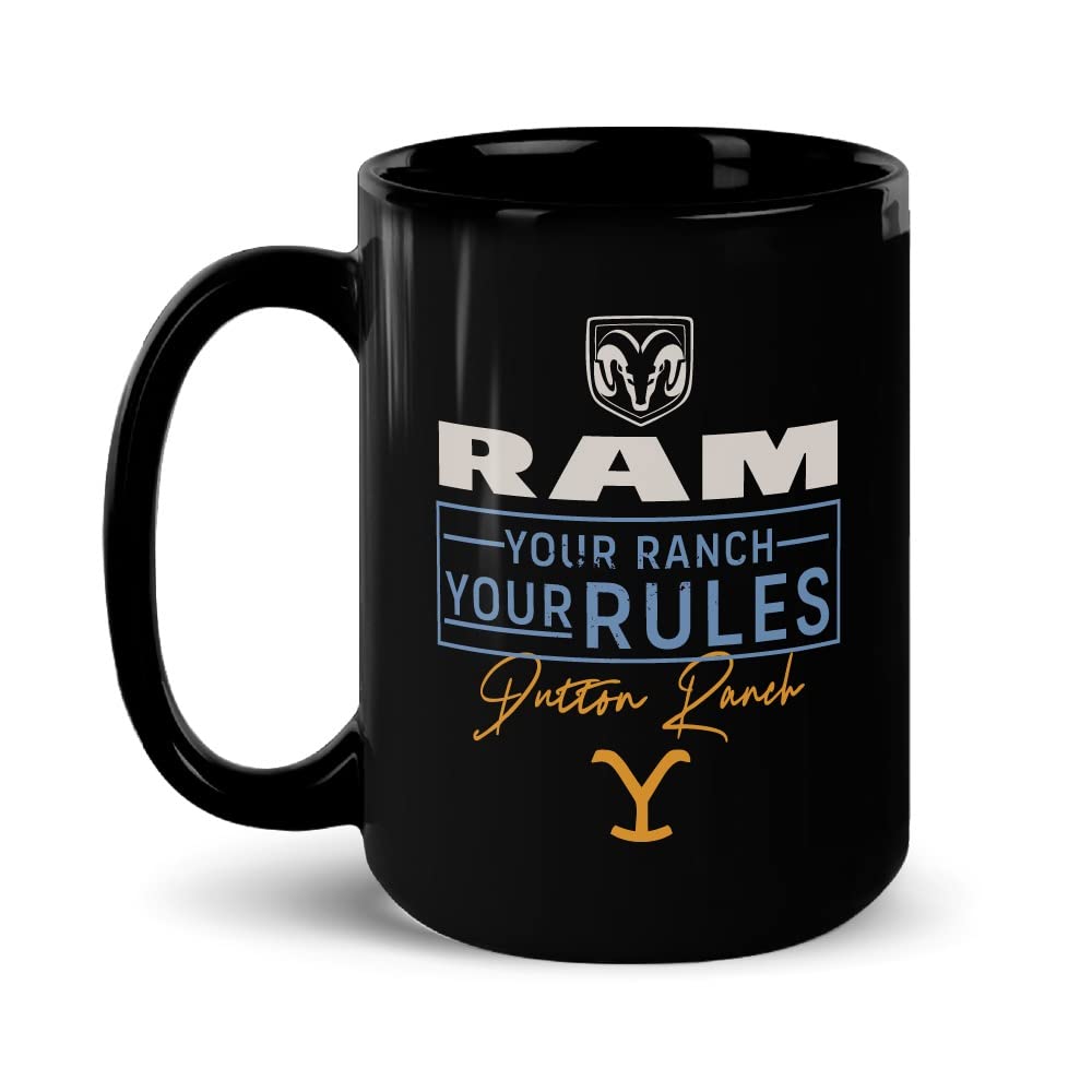 Amazon.com | Yellowstone x Ram Trucks - Your Ranch Your Rules Black Mug ...