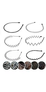 Elastic Wavy Spring Wave Hair Hoop, Multi-Style Black Non-slip Metal ...
