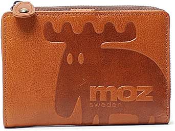 Amazon.co.jp: moz ELK 本革 財布 レザー二つ折り財布 コンパクト L字ファスナー サイフ 牛革 大容量 シンプル 北欧 スウェーデン ヘラジカ レディース ギフト ...