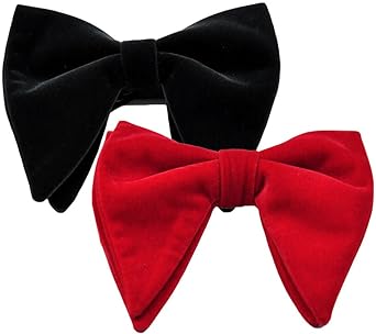 TEAMWILL 2pcs Men Oversize Velvet Bow Tie Big Bowtie Pre-Tied Wedding ...