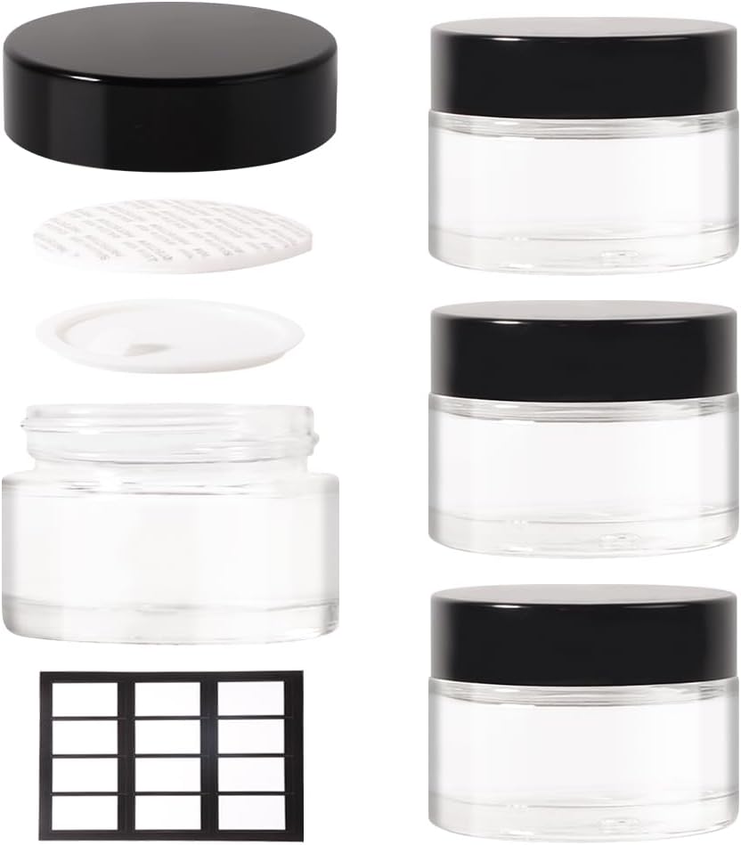 Amazon.com: 1 oz Glass Jars with Lids,3 Pack Clear Small Glass Cosmetic ...