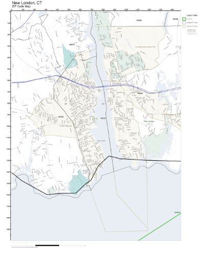 Amazon.com : ZIP Code Wall Map of New London, CT ZIP Code Map Not ...