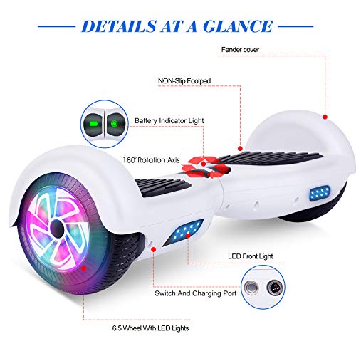 FLYING-ANT Hoverboard, 6.5 Inch Self Balancing Hoverboards with LED ...