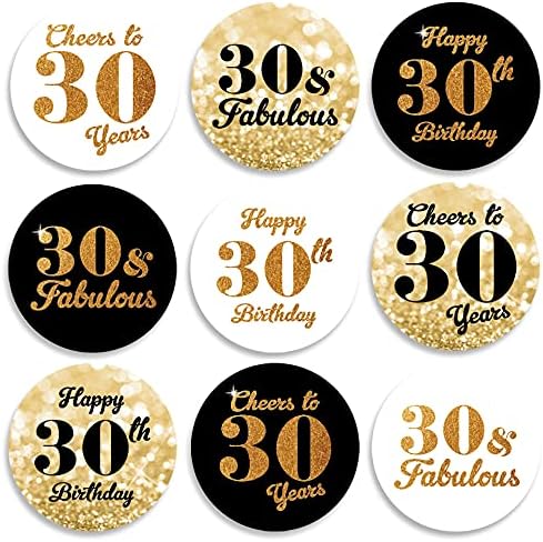 Amazon.com: 270 PCS Black Gold 30th Birthday Stickers,9 Design Self ...