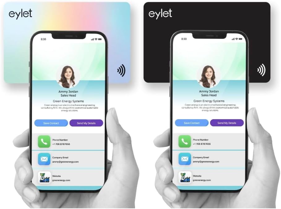Amazon.com : 2 Pack Digital Business Cards from eylet - NO SUBS | NFC Enabled Digital Business ...
