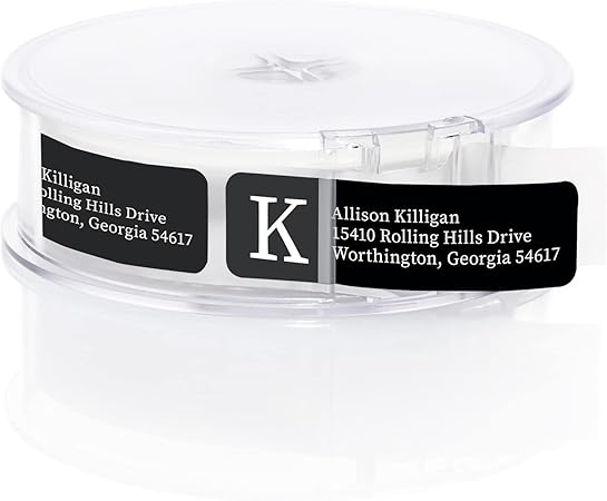 Amazon.com : Simple Black Monogram Rolled Address Labels / 250 ...