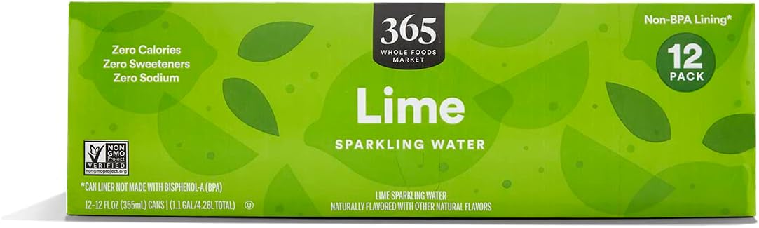 Amazon.com: 365 by Whole Foods Market, Lime Sparkling Water, 12 Fl Oz ...