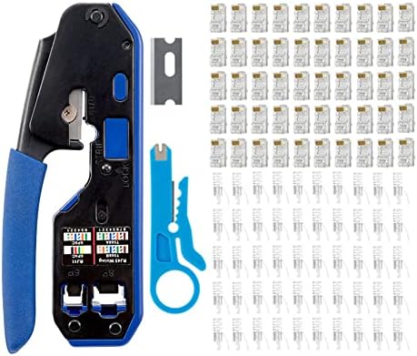 RJ45 Crimp Tool Kit, CAT5 CAT5e CAT6 Ethernet Crimper Modular Data ...