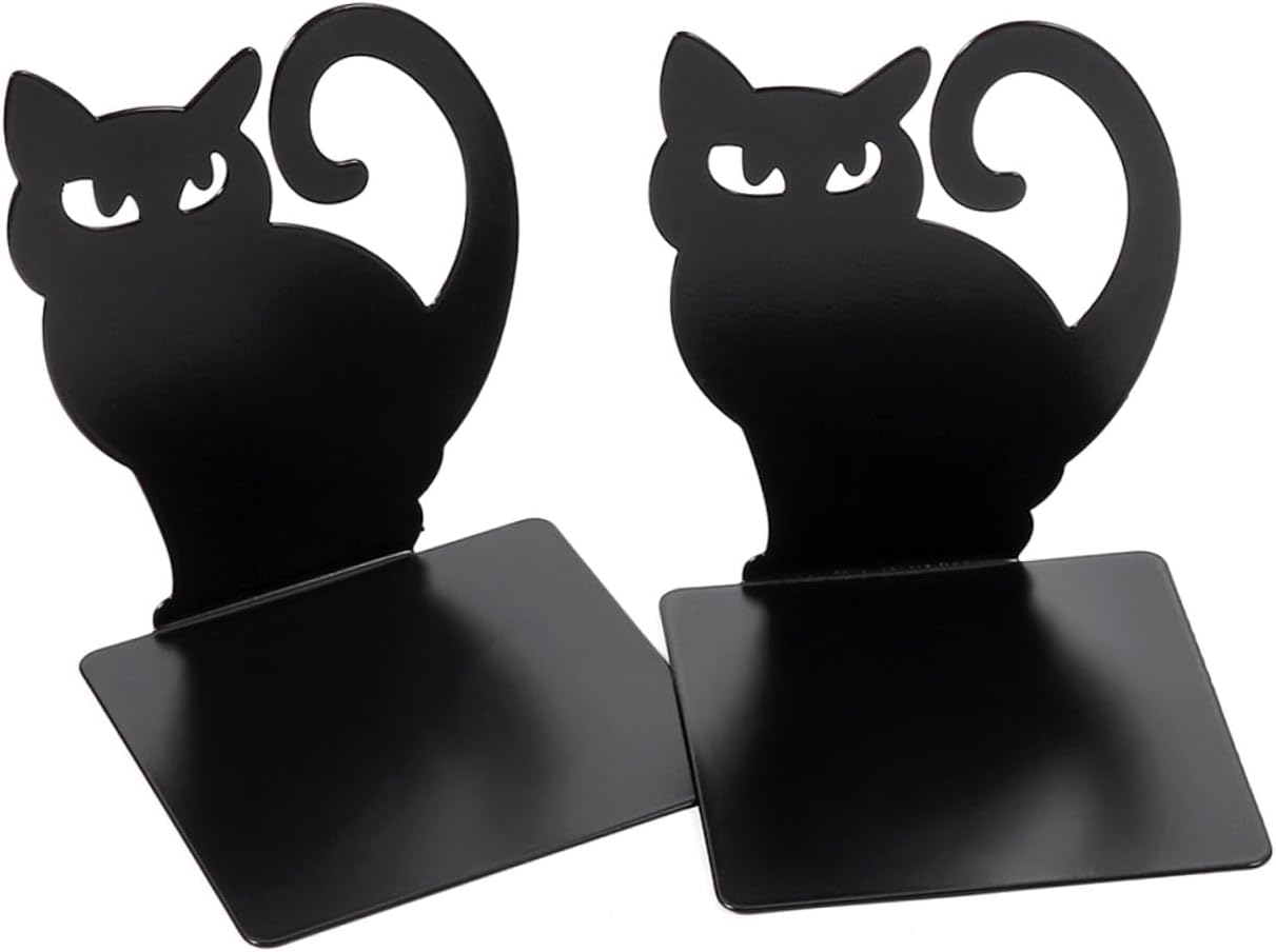Amazon.com: DOITOOL 2pcs Metal Cat-Shaped Bookends Desktop Book ...