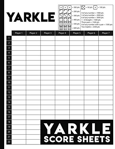 Yarkel Score Sheets: 130 Large Score Sheets for Scorekeeping | Yarkle ...