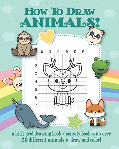 How To Draw Animals: a grid drawing Book & kids art activity book for ...
