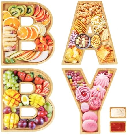 Amazon.com: PEUTIER 4pcs Baby Wooden Letter Charcuterie Board Box ...