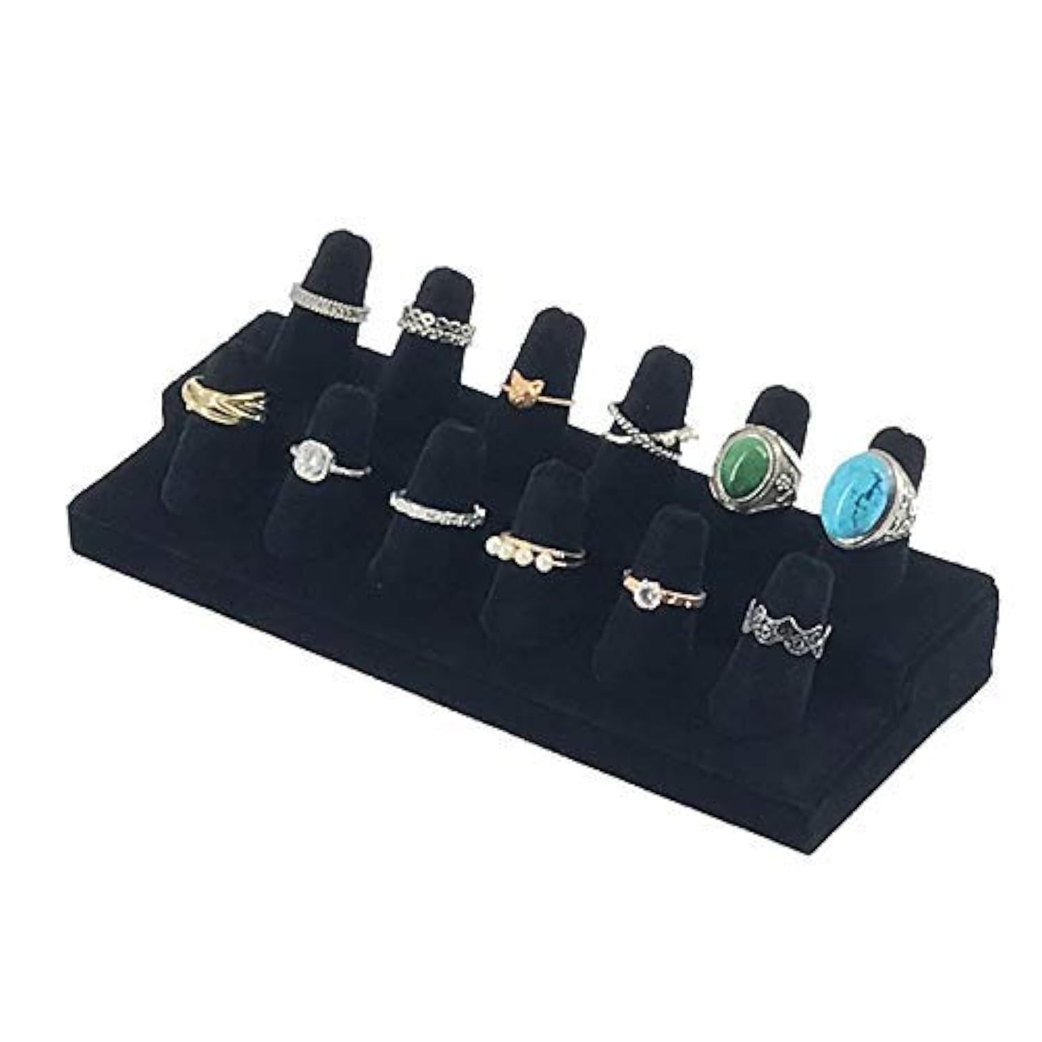 Amazon.com: 7TH VELVET 12 Fingers Ring Display Stands, Black Velvet 2 ...
