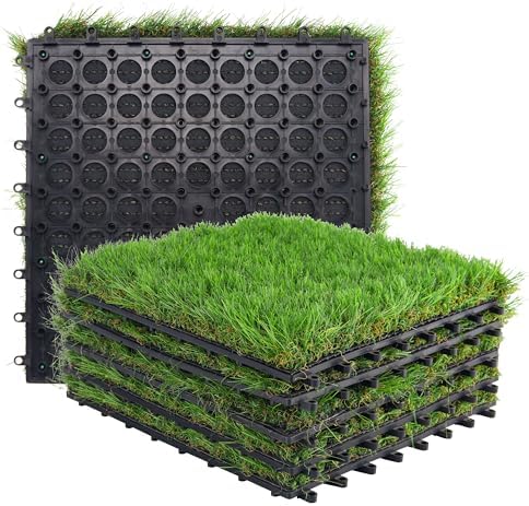 Amazon.com: CAPHAUS Artificial Grass Turf Tiles for Patio, Self ...