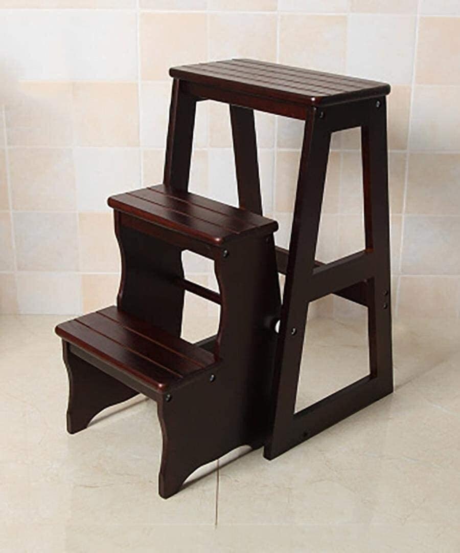 Buy Wooden Folding Ladder Chair Step Stool Home Family Utility Solid ...