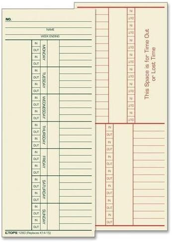Amazon.com : TOPS Weekly Time Card, 2-Sided, 3-3/8"x8-1/4", 500/BX ...