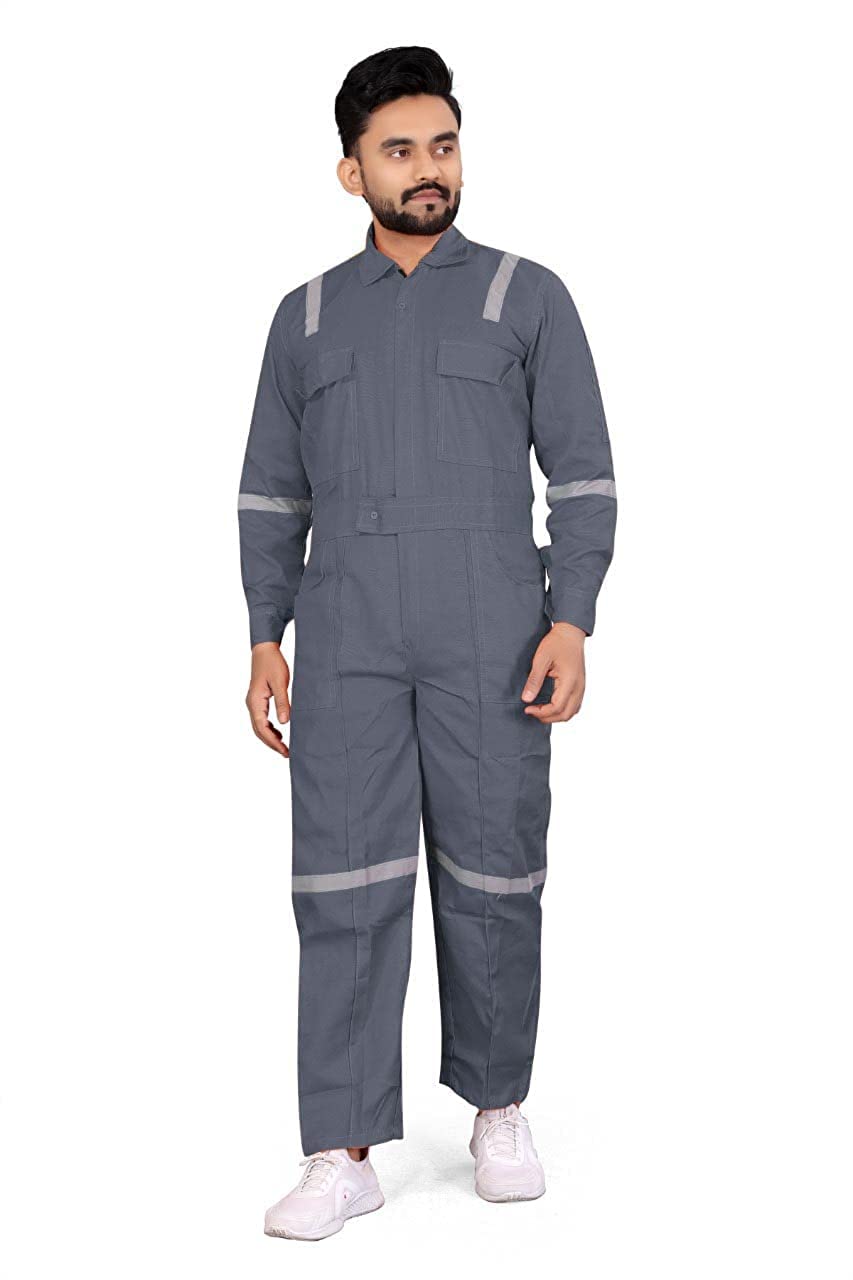 GUDDIES Men's Industrial Work Wear Coverall Boiler Suit with Reflective ...