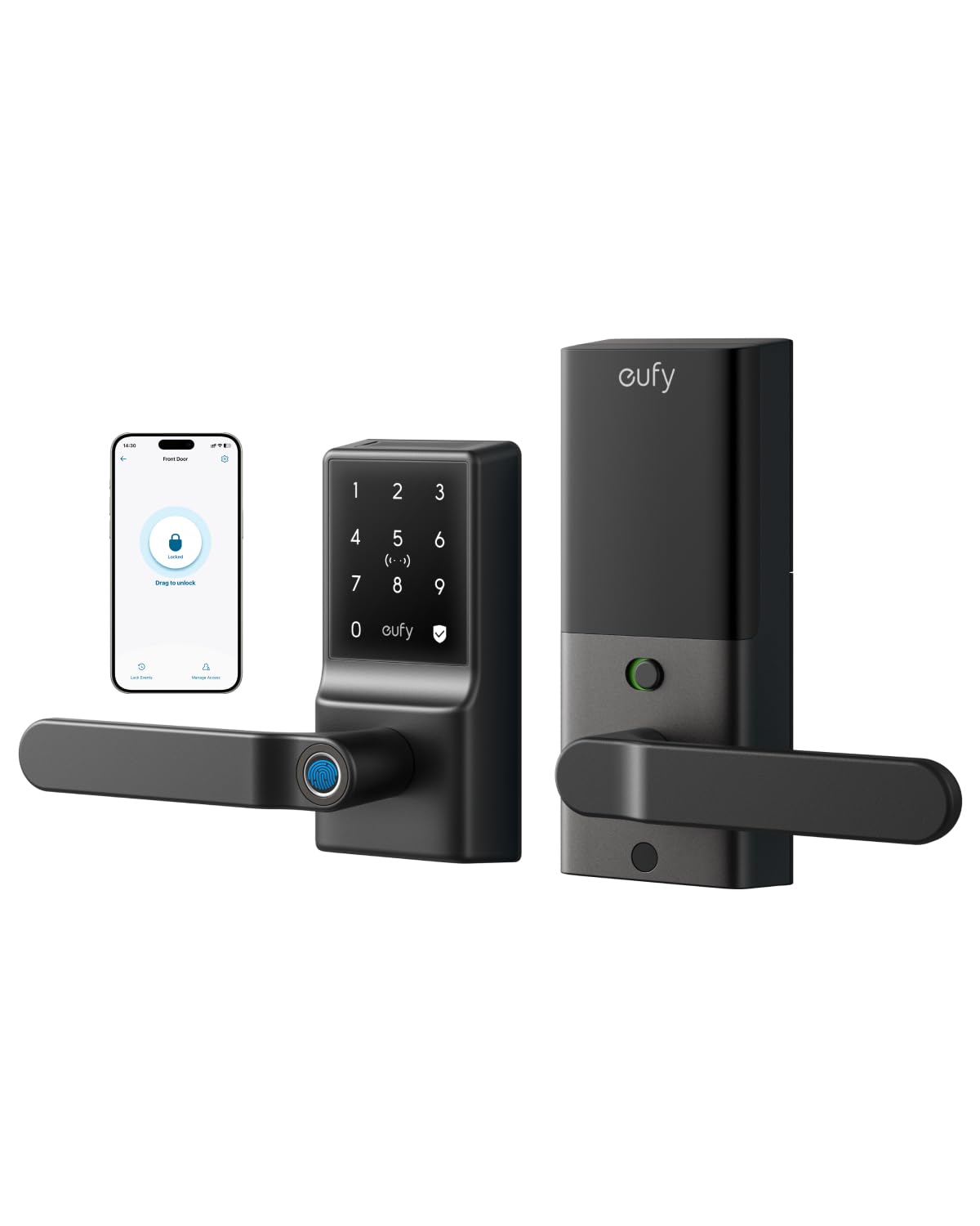 eufy Smart Lock C33, Fingerprint Keyless Door Lock with Handle, Built ...
