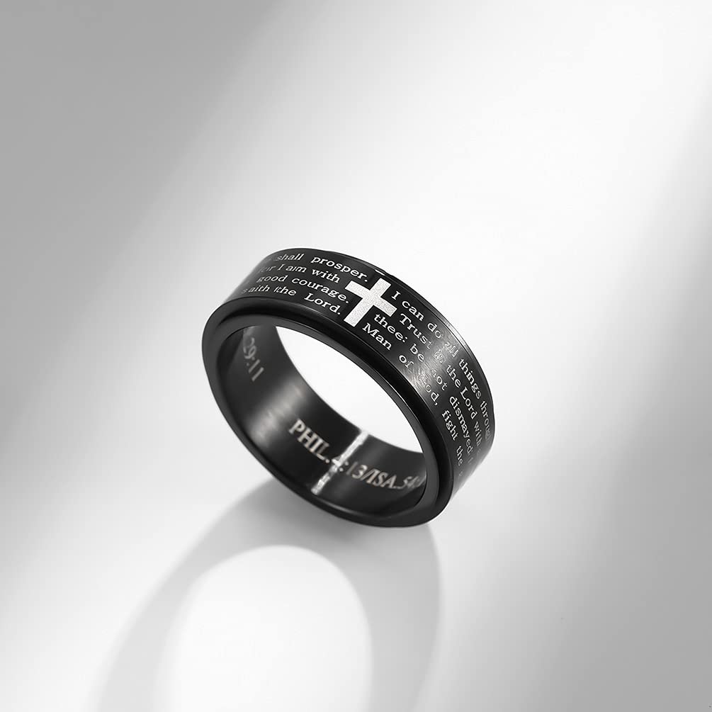 Snapklik.com : 8MM Mens Stainless Steel Spinner Ring Bible Verse ...