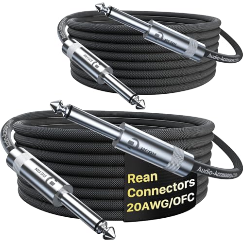 Guitar Cable 10 ft 2 Pack, Kevlar-Reinforced Braided 1/4 Instrument ...