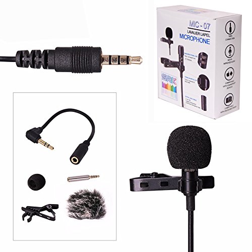 SRK Mic -07 Lavalier Lapel Tie Clip Recording Microphone Kit with 3.5 ...