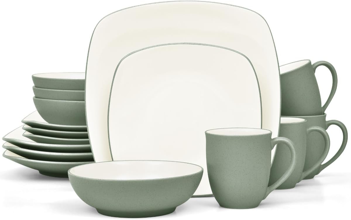 Amazon.com | Noritake Colorwave Green 16-Piece Set - Square, Service ...