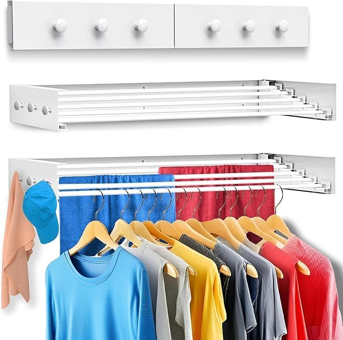 Amazon.com: Homexa Wall Mounted Drying Racks for Laundry (31.5 Inches ...