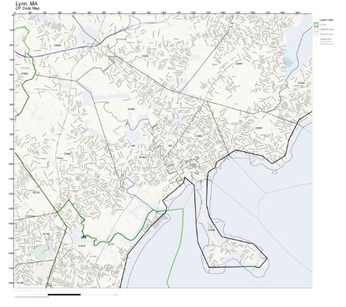 ZIP Code Wall Map of Lynn, MA ZIP Code Map Not Laminated: Amazon.com ...