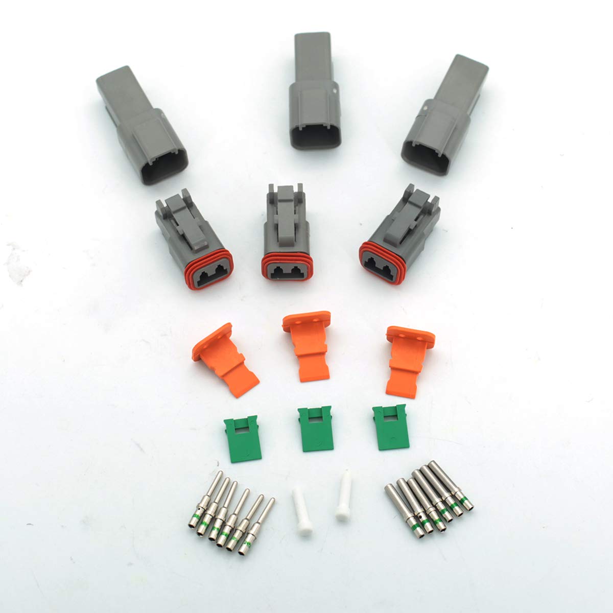 Buy PeakCar 3 Sets 2 Pin Gray DT Connector Waterproof Electrical Wire ...