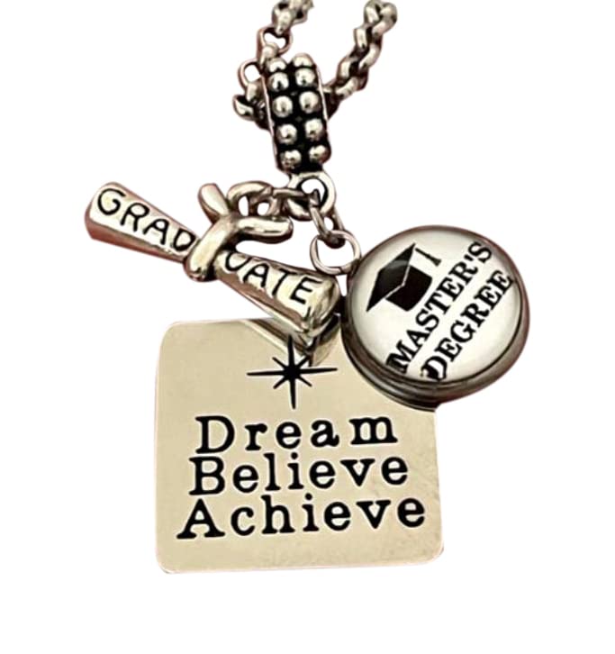Amazon.com: Masters Degree Graduation Gift Charm with Bracelet Necklace ...