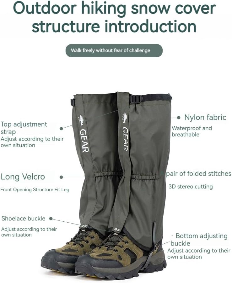 Snake Gaiters for Women Men Waterproof Leg Gaiters Adjustable Snow Boot ...