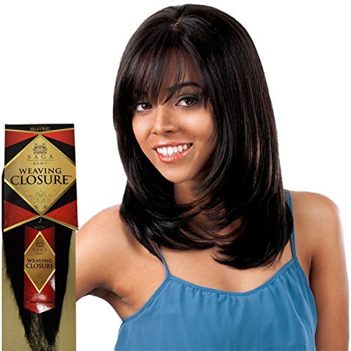 Amazon.com : SAGA REMY MilkyWay 100% Human Hair WEAVING CLOSURE (1B Off ...