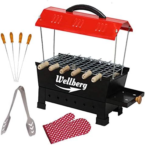 Wellberg Electric & Charcoal Barbeque 8 Skewers Multi Purpose,Iron ...