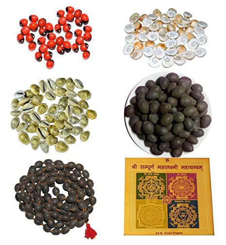 Hundur Store Marble Mahalakshmi Yantra Mala Bhog Set Gomti Chakra 51 ...