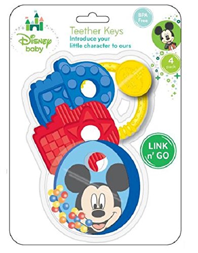 Amazon.com : Disney Mickey Mouse Teether Keys with Rattle and Link : Baby