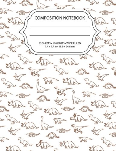 Composition Notebook: Cute Dinosaurs Wide Ruled, 55 sheets / 110 pages ...