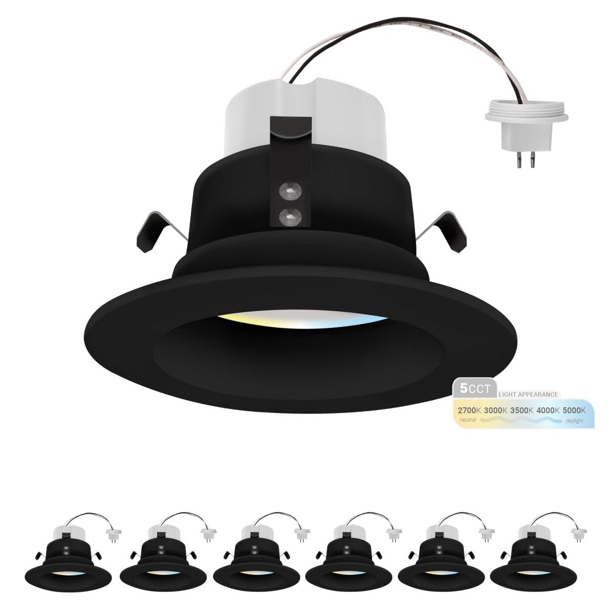 NUWATT 6 Pack, Black MR16 LED Retrofit Recessed Lighting 4 Inch, 12V ...