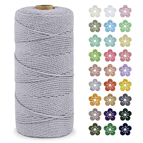 LEREATI Macrame Cord 2mm x 200m, Thick Macrame Rope Natural Cotton Rope ...