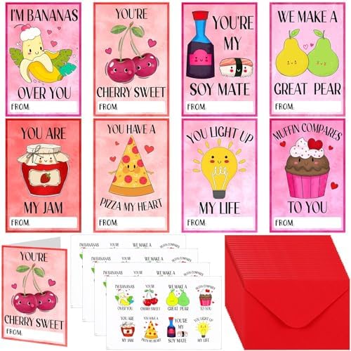 Amazon.com : Geyoga 32 Pack Valentine's Pun Postcards with Envelopes ...